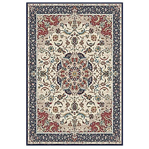 RUGGABLE Sima Washable Rug - Perfect Vintage Area Rug for Living Room Bedroom Kitchen - Pet & Child Friendly - Stain & Water Resistant - Royal Blue 6'x9' (Standard Pad)
