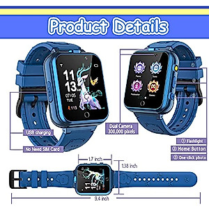 clleylise Kids Smart Watch Boys Girls,Smart Watch for Kids with 24 Games Alarm Clock Pedometer Music,Hd Camera Multifunction Touch Screen,Educational Gifts for Kids 3-14 Years Old