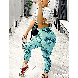 VOYJOY Seamless Leggings for Women High Waist Yoga Pants, Scrunch Butt Lifting Elastic Tights Teal