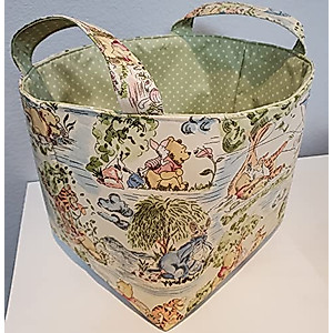 Fabric Organizer Basket Bin Caddy Storage Container XL -Diaper Caddy Bin Storage Organization Organizer Container Basket - Winnie the Pooh Bear in the Park Fabric - Baby Room Decor