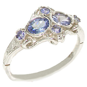 LetsBuyGold 925 Sterling Silver Real Genuine Tanzanite Womens Promise Ring - Size 9