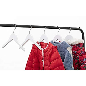 Premium Solid White Wood Clothes Hangers for Children Kids Baby Toddler, Beautiful Wooden Coat Dress Hangers- 360°Stronger Swivel Hook- Extra Smooth Finish- Smoothly Cut Notches-10 Pack LM02KW
