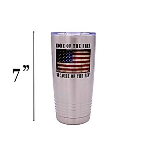 Rogue River Tactical Home of the Free USA Flag Military Veteran 20 Oz. Travel Tumbler Mug Cup w/Lid Vacuum Insulated Hot or Cold Gift