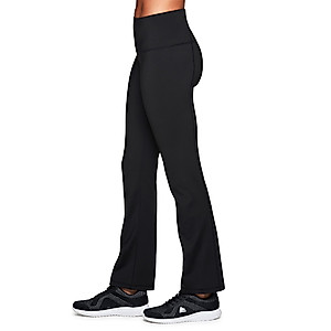 RBX Active Women's Fleece Lined Flared Athletic Boot Cut Yoga Pants with Pocket Black L