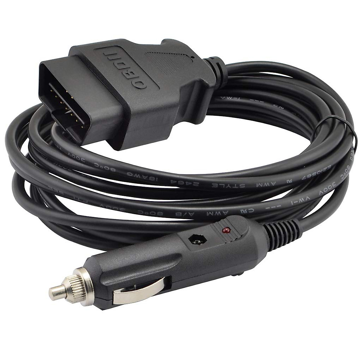 OLLGEN 3M/10ft OBD II Vehicle ECU Emergency Power Supply Cable Memory Saver with Alligator Clip-On 12V Car Battery Cigarette Lighter Power Socket Extension Cable