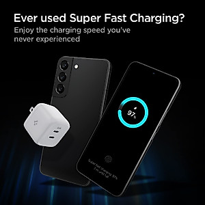 Spigen GaN 352 Total 35W 2 Ports GaN III Tech Dual USB C Wall Charger PD 3.0 Charging Block for iPhone 15 Galaxy S24 Ultra Plus 14 13 Plus Mini Pro Max 12 iPad Air Galaxy S23 S22 S21 Z Flip Fold 5