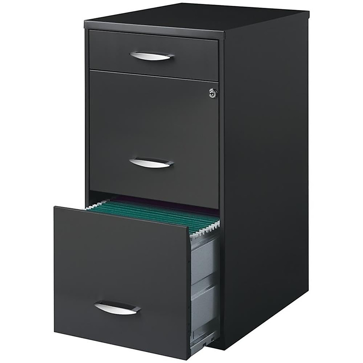 Hirsh Industries Space Solutions 18 inch 3 Drawer Metal File Cabinet with Pencil Drawer Charcoal