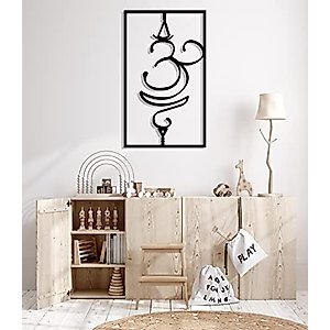 Breathe Sanskrit Symbol Metal Wall Decor, Om Yoga Symbol Wall Art, Yoga Meditation Home Decor, Zen Yoga Studio Decor, Yoga Lover Breathe Gift, Gift for Yoga Lovers (38.5 x 23.1” / 98 x 58 cm)
