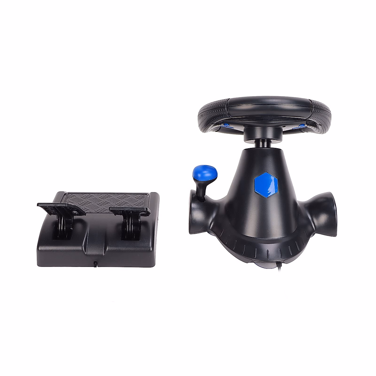 DAUERHAFT Racing Game Wheel,7 in 1 Control Buttons Vibration Game Steering Wheel,180° Rotation USB Racing Game Wheel with Pedal,Plug and Play,for PC, PS3, PS4, Xbox One,XBOX 360, Switch, Android