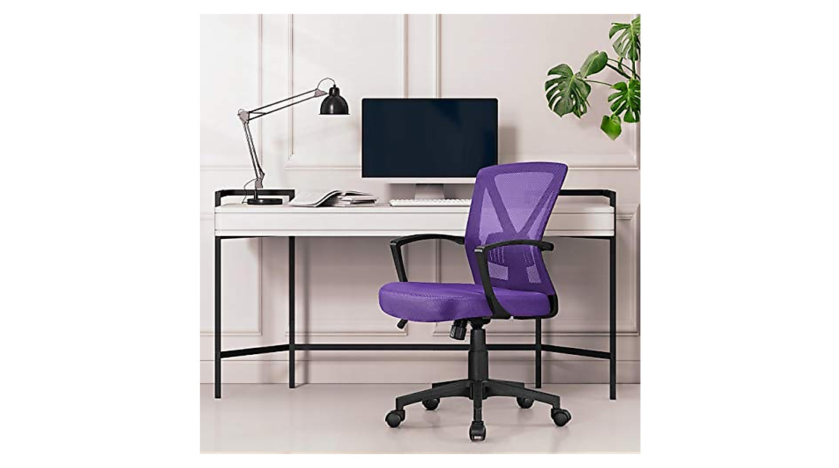 Ergonomic Purple Office Chair - Adjustable Lumbar Support & Height