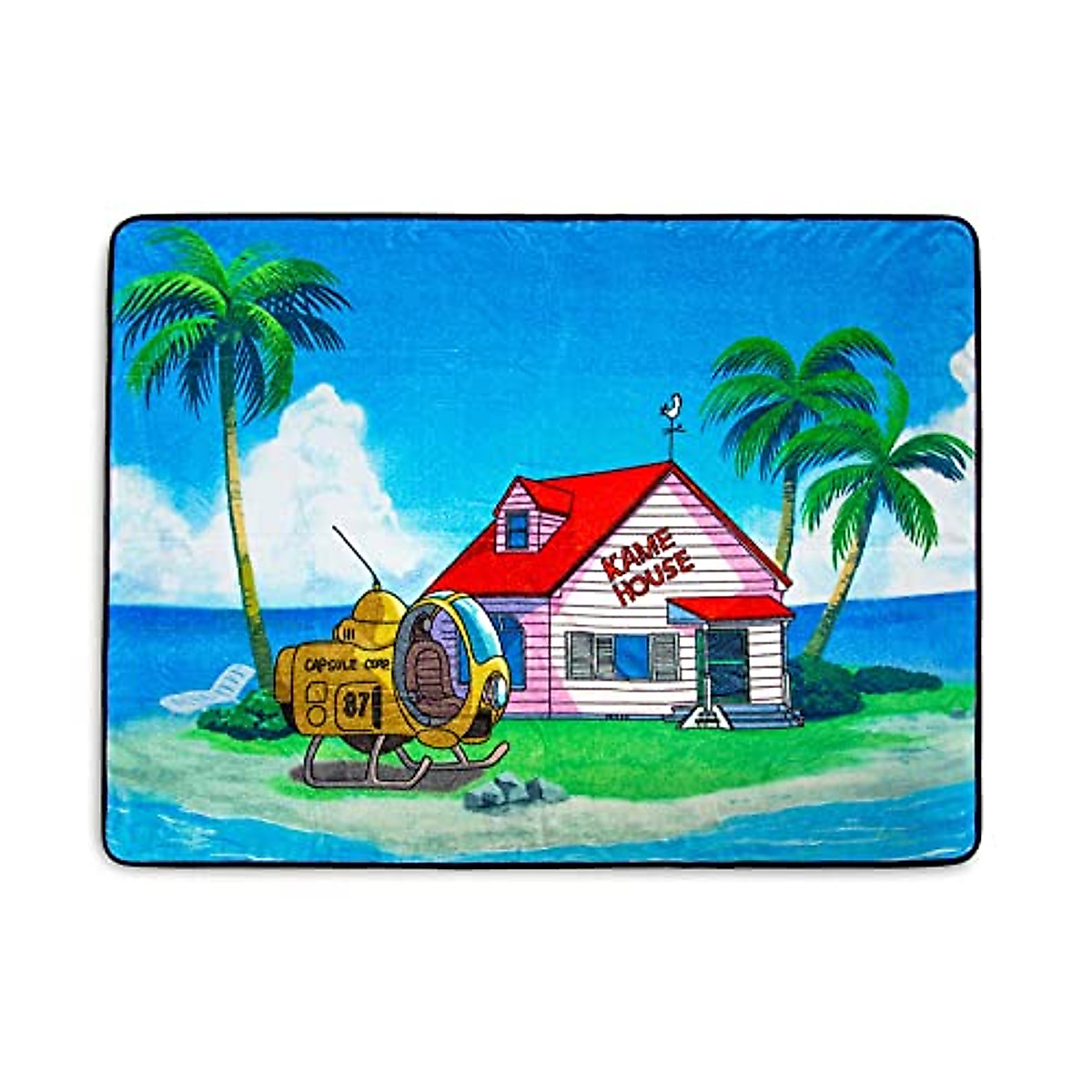 Dragon Ball Z Kame House Plush Throw Blanket | Fleece Blanket Cover, Cozy Sherpa Wrap For Sofa And Bed, Home Decor Room Essentials | Anime Manga Gifts And Collectibles | 45 x 60 Inches