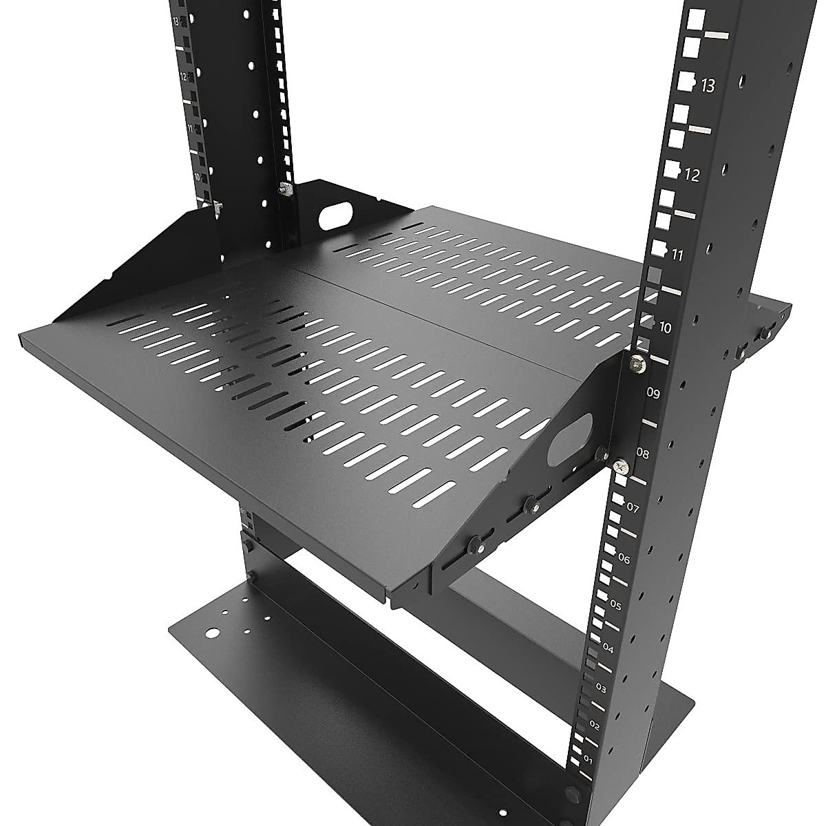Jingchengmei 2U Cantilever Server Shelf Rack Mount-19 Inch 2 Piece Set Center Weighted for AV/Data Equipment Enclosure (2U2PC10V, black)