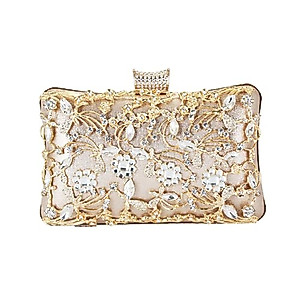 Womens Fashion Luxury Crystal Evening Clutch Bag Wedding Purse Bridal Prom Handbag Party Bag Party Prom (gold)