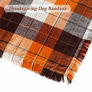 STMK Thanksgiving Day Dog Bandanas, 4 Pack Fall Dog Bandana Scarf with Tassels Edges for Holiday Fall Thanksgiving Day Dog Puppy Costume (Plaid)