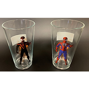Bioworld Beyond Amazing 60th Anniversary Spider-Man 16oz Pint Glass Set, Pack of 2 Drinking Glasses