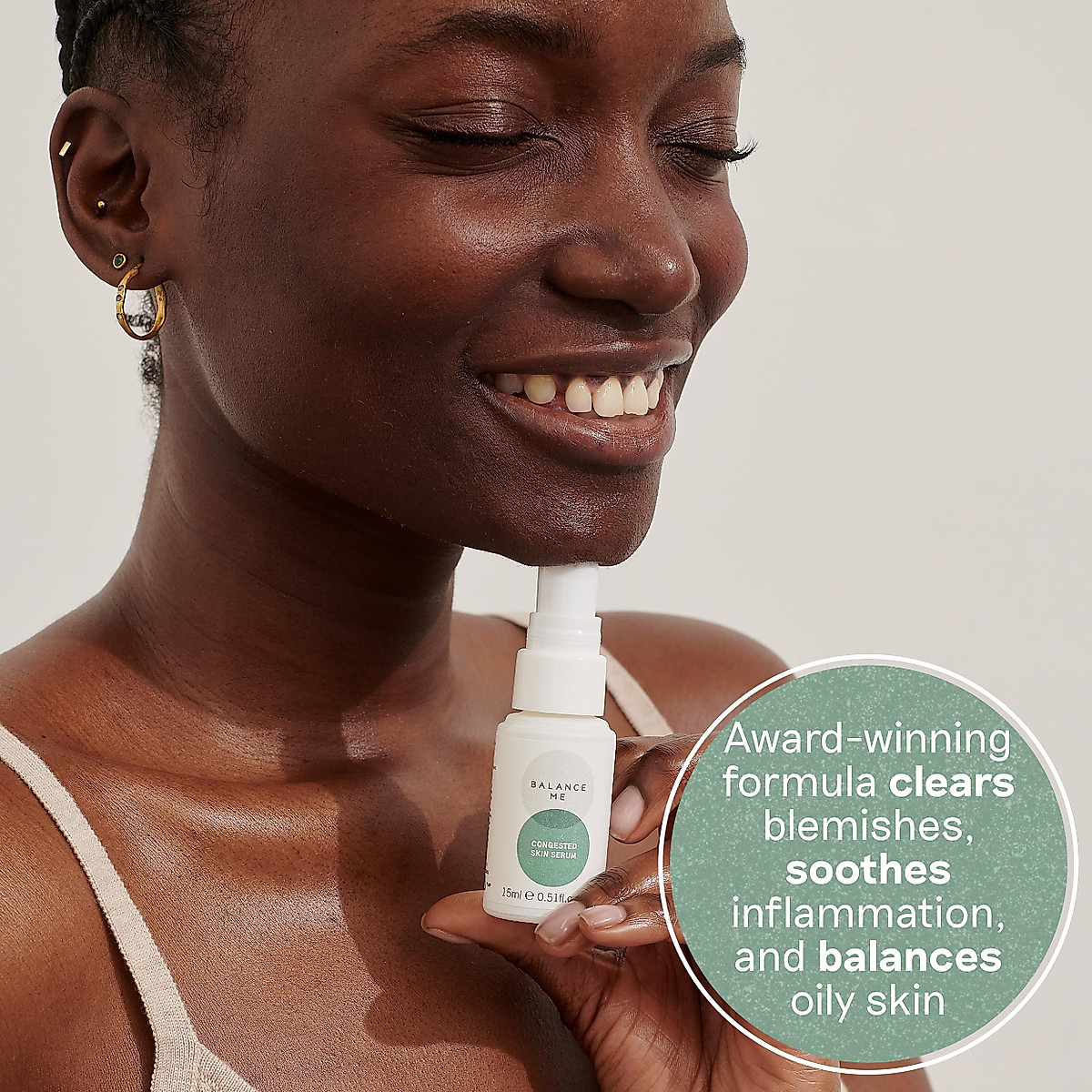 Balance Me Congested Skin Serum 0 5 fl oz Acne Spot Gel for All Skin Types Targets Blemishes Reduces Redness Calms Clears Vegan Natural