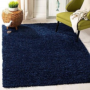 SAFAVIEH Athens Shag Collection 8' x 10' Navy SGA119N Non-Shedding Living Room Bedroom Dining Room Entryway Plush 1.5-inch Thick Area Rug