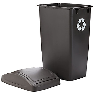 Rubbermaid Swing-Top Lid Recycling Bin for Home, Kitchen, and Bathroom, 12.5 Gallon Recycling Can, Gray