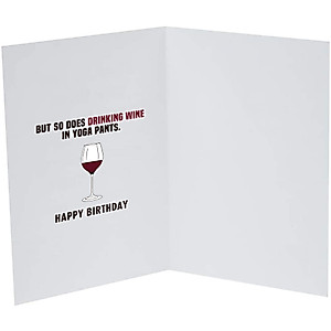 Kirynurd Birthday Card for Friend Female, Funny Women Birthday Card, Yoga Reduces Stress But So Does Drinking...
