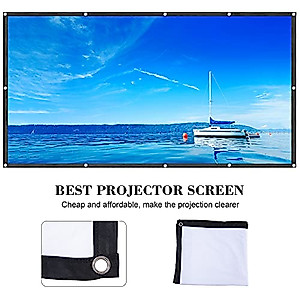 150 Inch Projector Screen & Cosmetics Bag Bundle, Hangable Outdoor Movie Screen with Hooks, Ropes, Portable Indoor & Outside Video Projection Screen