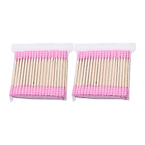 UUYYEO 200 Pcs Double Head Cotton Swabs Ear Cleaning Cotton Buds Makeup Remover Swabs Spiral Cotton Heads for Cosmetics Blue