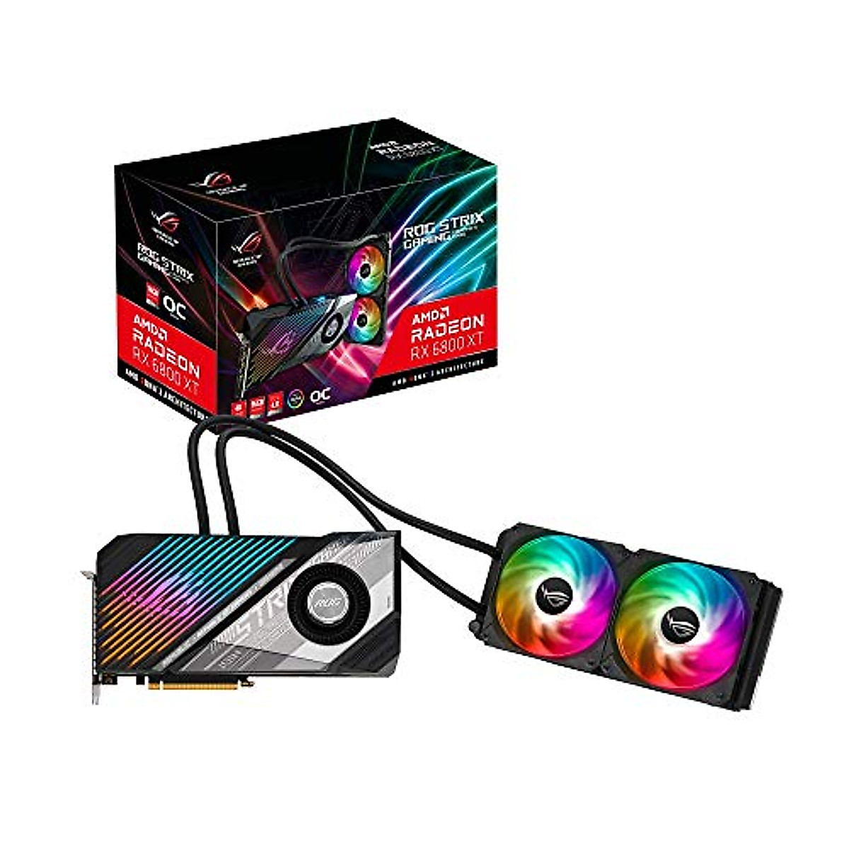 ASUS ROG Strix LC AMD Radeon™ RX 6800 XT OC Edition Gaming Graphics Card (PCIe 4.0, 16GB GDDR6, HDMI 2.1, DisplayPort 1.4a, Full-Coverage Cold Plate, 240mm Radiator, 600mm tubing, GPU Tweak II)