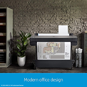 HP DesignJet T630 Large Format Wireless Plotter Printer - 36" (5HB11A), with Standard Genuine Ink Cartridges (4 Inks) - Bundle