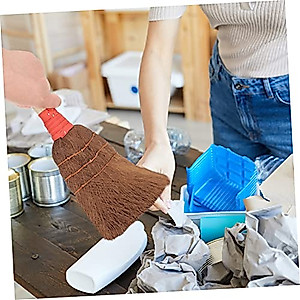 Healeved Small Cleaning Broom Duster Cleaning Brooms Desk Cleaning Broom Cleaning Accessory Household Palm Broom Cleaning Supplies Broom for Home Palm Fiber Broom Garden Hand Fork Brown