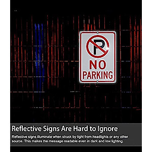 No Parking Sign With Symbol Sign (4 PACK), 14 x 10 Inches Reflective .40 Rust Free Aluminum, UV Protected, Weather Resistant, Waterproof, Durable Ink，Easy To Mount