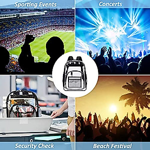 ELEKFINE Clear Backpack, Heavy Duty PVC Clear Bag Stadium Approved - Clear Book Bag for School, Work, Travel, Security, Festival, College (12 Inch)