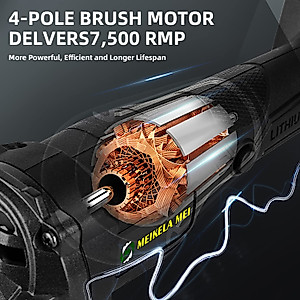 Cordless Angle Grinder with 4-pole Motor, 21V Cordless Grinders Tools w/3.0A Battery & Fast Charger, 4-3/8 Inch Grinding Wheels, Cutting Wheels, Flap Discs and Adjustable Auxiliary Handle