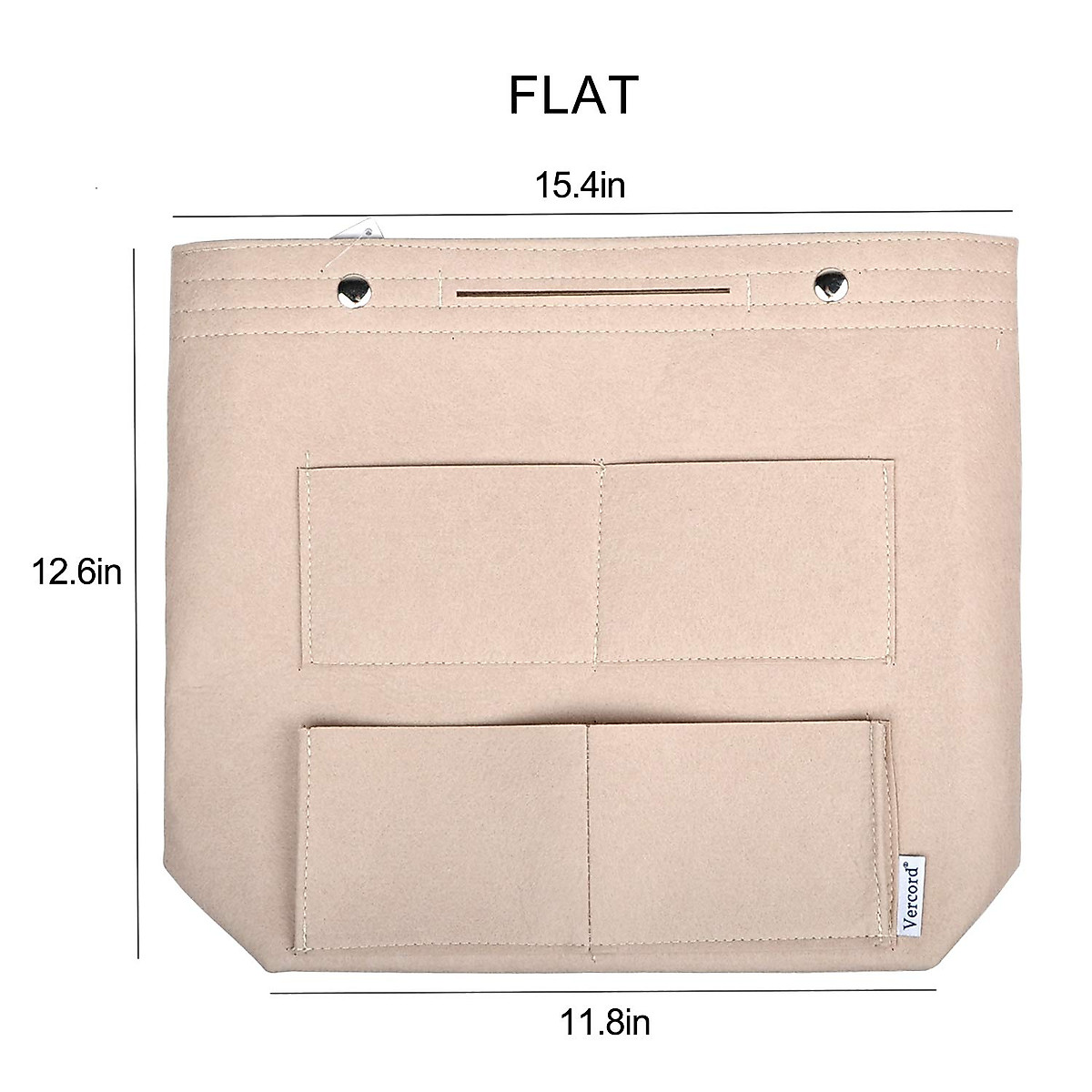 Vercord Felt Tall Long Purse Tote Backpack Bag Insert Organizer Inside for Women Cream Beige