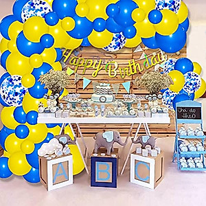 Royal Blue Yellow Balloon Garland Arch Kit - 117PCS Royal Blue and Yellow Balloons birhtday Party Supplies for Birthday Baby Shower Wedding Graduations Retirement Farewell Party Decorations