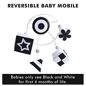Reversible Baby Mobile - Brain Stimulation to Engage Your Newborn - Felt Mobile with Two Sides for Continued Engagement