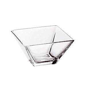 Barski Glass - Bowl - Square - For Dessert - Pasta - Fruit - Nuts - Chocolate - Set of 6 Bowls - Classic Clear - 5.5" Diameter - Made in Europe