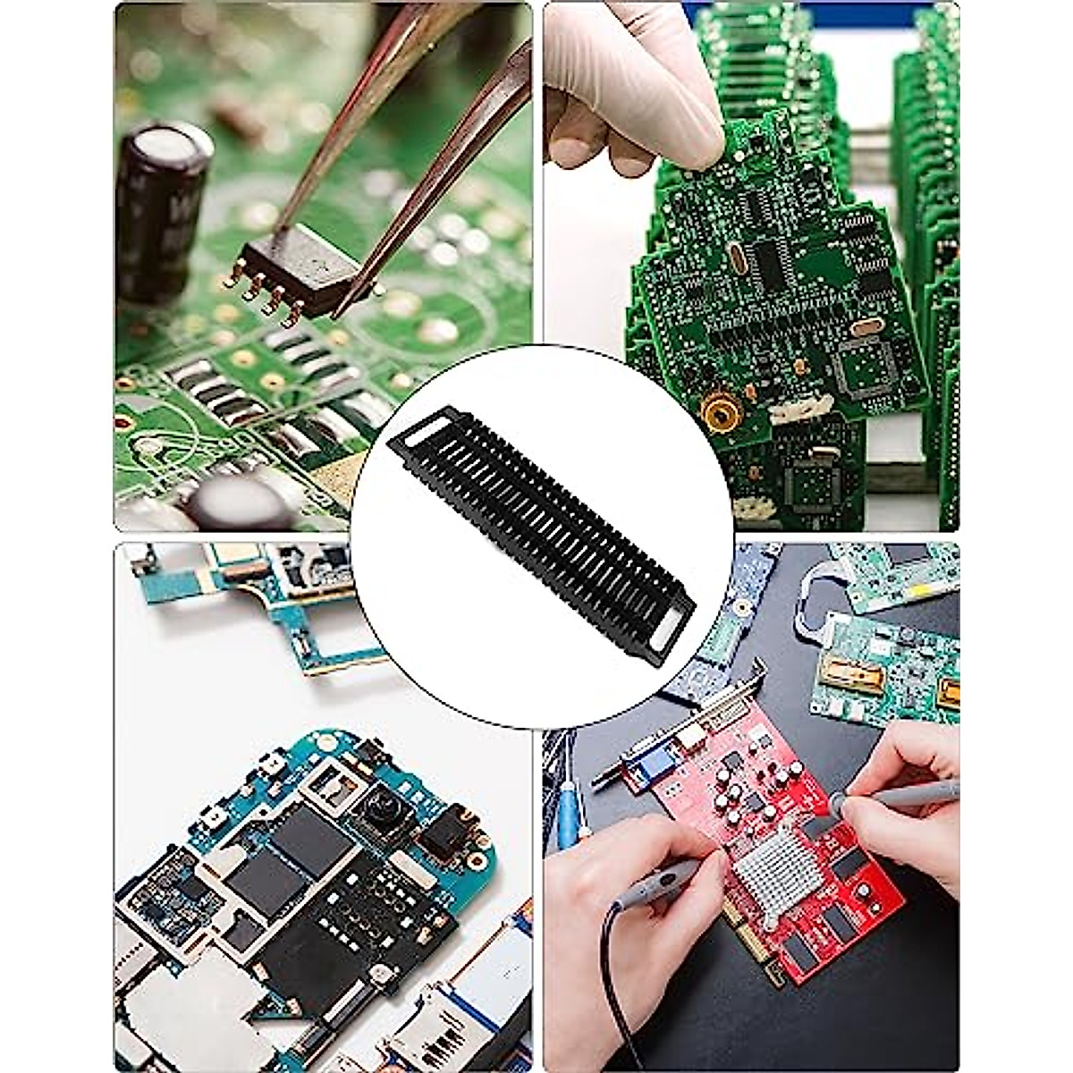 Qwork Antistatic ESD Circulation Rack Shelf, 2 Pack Dual- Ear Antistatic PCB Tray Rack, ESD Shelf Storage Turnover Rack, 47 x 14 x 3.5cm, Black