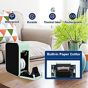 MAOZUA Label Maker Machine with Tape, Portable Bluetooth Thermal Label Printer for Office Home Kitchen Organization, Compatible with iOS, Android