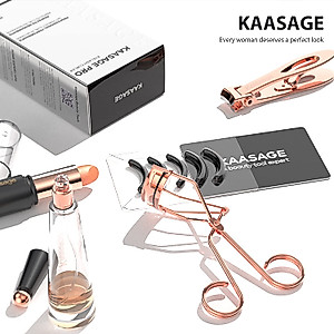Rose Gold Eyelash Curler - Ergonomic Design, Exquisite Rose Gold, 5 Replaceable Silicone Pads & Storage Bag Included