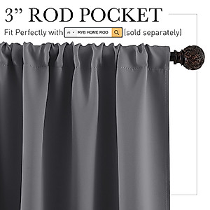 RYB HOME RV Camper Door Window Curtains -Blackout Privacy Curtains & Drapes for Bathroom Bedroom Kitchen Portable Travel Trailer Small Window Decor, W 34 x L 24, Grey, 2 Panels
