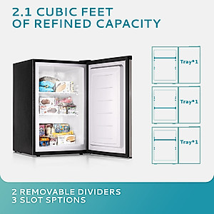 EUHOMY Upright freezer, 2.1 Cubic Feet, Single Door Compact Mini Freezer with Reversible Stainless Steel Door, Removable Shelves, Small freezer for Home/Dorms/Apartment/Office (Silver)