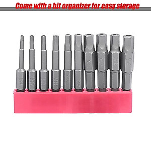 Saipe 10-Piece Magnetic Pentagon Head Screwdriver Bit Set Metric Sizes 1/4 Inch Hex Shank 5 Sided Security Tamper Proof Screw Driver Drill Bits, 50mm/2inch Length for Power Drills and Impact Drivers