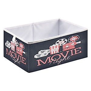 DOMIKING Retro Movie Projector Storage Baskets for Shelves Foldable Collapsible Storage Box Bins with Cube Closet Organizers for Pantry Organizing Shelf Nursery Home Closet,11 x 11inch