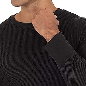 Fruit of the Loom Men's Recycled Waffle Thermal Underwear Crew Top (1 and 2 Packs), Black/Navy, Large