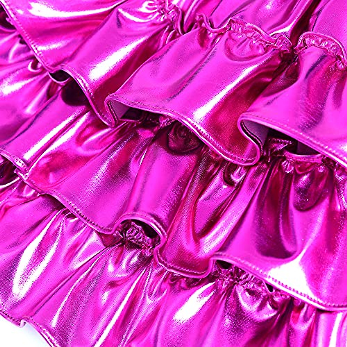 Somlatrecy Girls' Metallic Skirt Toddler Gold Tutu Skirt for Girls Sequin Skirt Rose 7 Years