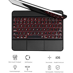 LENRICH Keyboard Case for iPad Air 11 inch M2 2024,Mulit Touchpad Backlight for iPad Pro 11-inch 4th/3rd/2nd/1st/iPad Air 5th/4th Generation 10.9 inch 360 Swivel Rotatable Thin Light Cover
