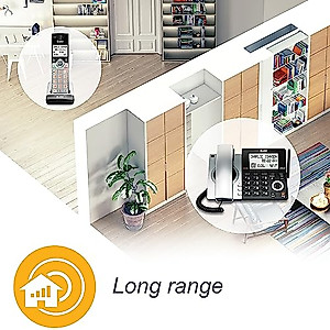 AT&T CL84107 DECT 6.0 Expandable Corded/Cordless Phone with Smart Call Blocker, Black/Silver with 1 Handset