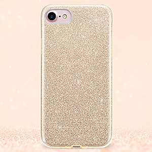 MILPROX Glitter case Compatible with iPhone SE 2022, iPhone 8 iPhone 7 4.7", Shiny Sparkle Bling, 3 Layer Hybrid Protective Soft Phone Case for iPhone SE 2022 3rd gen & iPhone 7/8- Gold