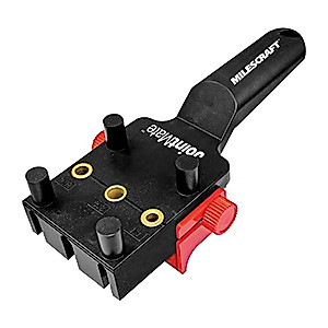 Milescraft 1332 Joint Mate - New, Improved Handheld Dowel Jig for Corner, Edge, and Surface Joints, 3 Metal Bushing Sizes (1/4", 5/16", 3/8") and Self-Centering Pins, Includes Removable Fence