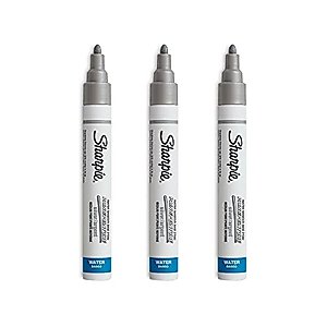 SHARPIE Water Based Poster Paint Marker, Medium Point, Metallic Silver, 3 Pack
