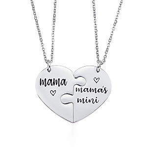 Nanafast 2 PCS Mother Daughter Necklaces Adjustable Stainless Steel Matching Heart Necklace Set Mother’s Day Valentines Gifts for Couples Mom and Daughter - mama